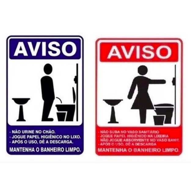 Kit 2 Placas de Sinalização para MANTER LIMPO BANHEIRO FEMININO e ...