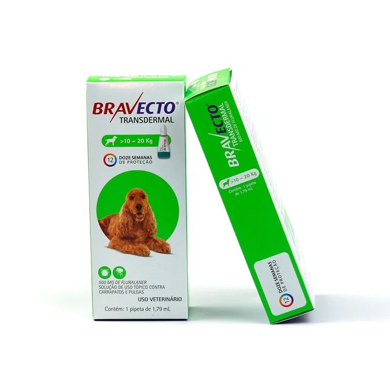 Antipulgas e Carrapatos MSD Bravecto Transdermal para Cães de 10 a 20kg (500mg) | Shopee Brasil