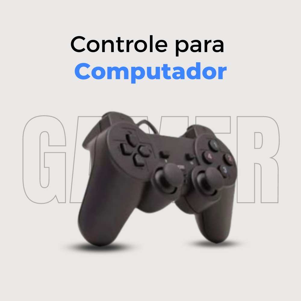 Controle Joystick Preto Usb Dual Shock Pc Computador Notebook Com Fio ...