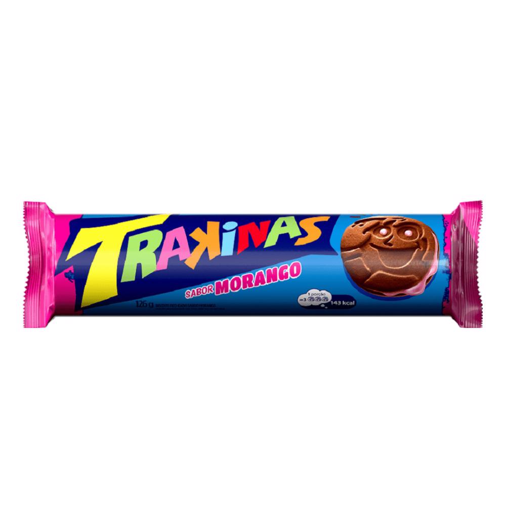 BISCOITO BOLACHA RECHEADA TRAKINAS MORANGO 126 GRAMAS | Shopee Brasil