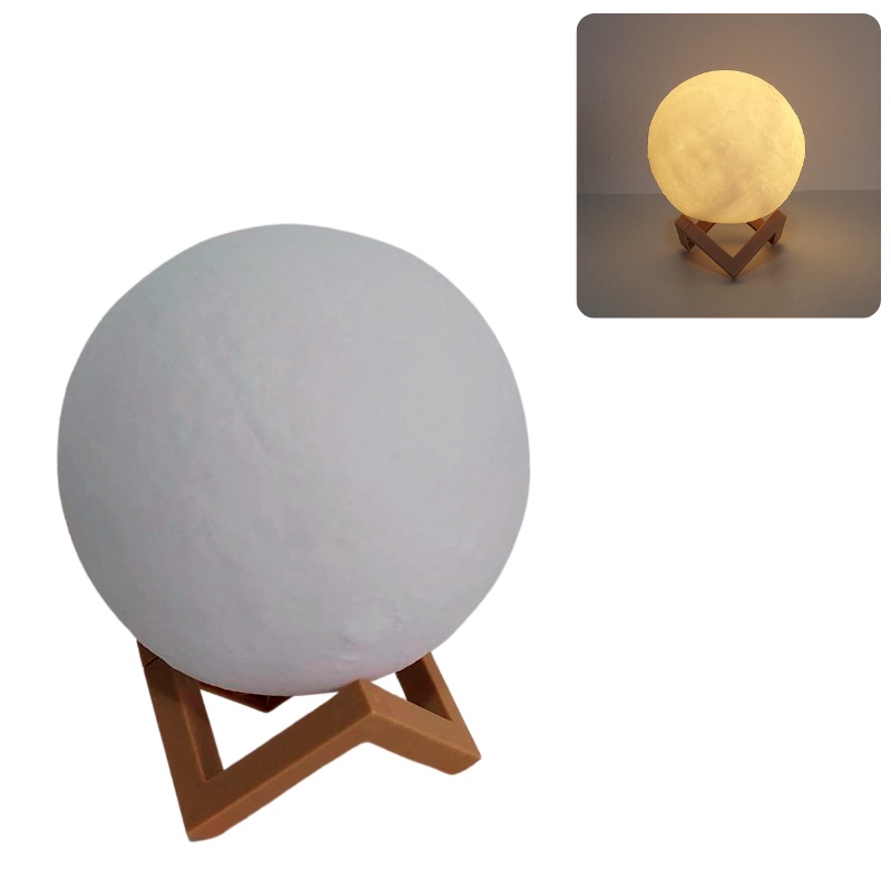 Luminária Lua Cheia Realista Com Base Sem Fio Monocromática 11cm ...