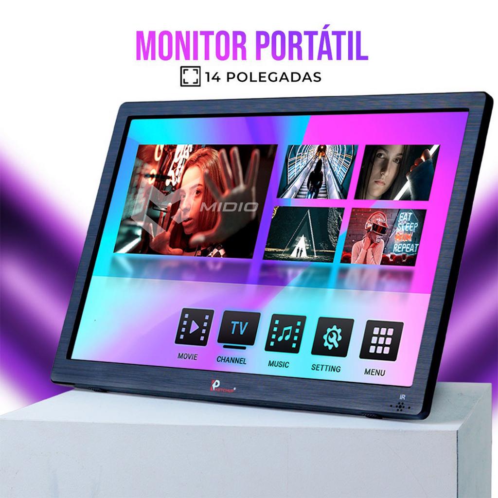 Tv Digital Portátil Monitor Hd 14 Polegadas Com Antena Controle Entrada ...