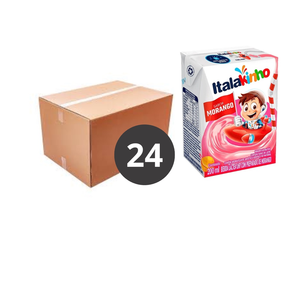 Cx 24 Unidades Bebida Láctea Morango Italakinho 200ml | Shopee Brasil