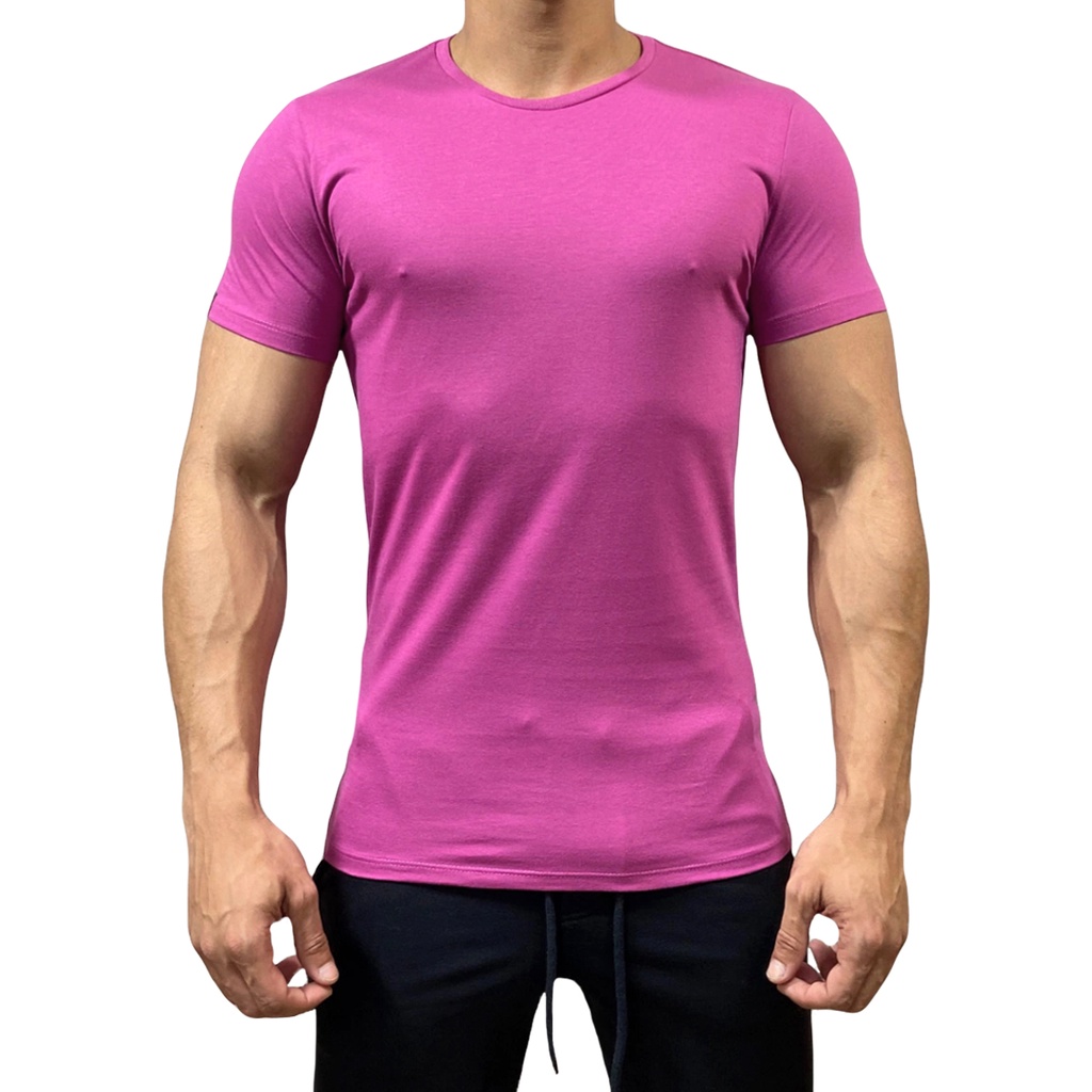 Camiseta Rosa Masculina Slim Lisa Básica Manga Curta Premium | Shopee ...