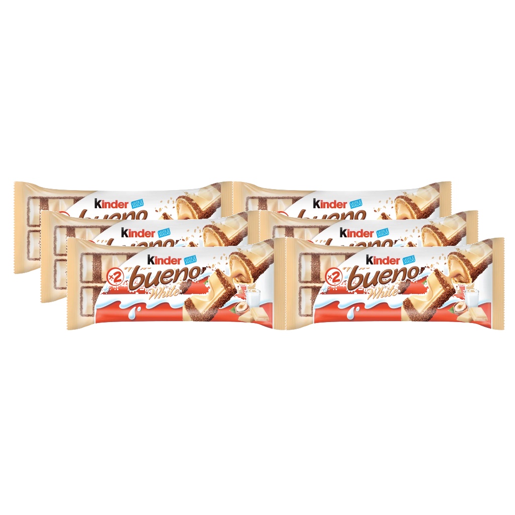 kit 6 BOMBOM WAFER KINDER BUENO WHITE PACOTE 39G 2 UNIDADES | Shopee Brasil