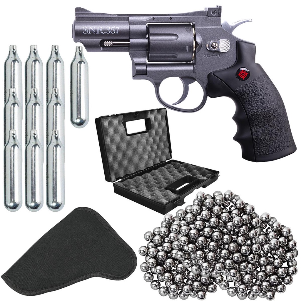 Revólver de Pressão a Gás Co2 SNR357 Full Metal Black 4.5mm – Crosman ...