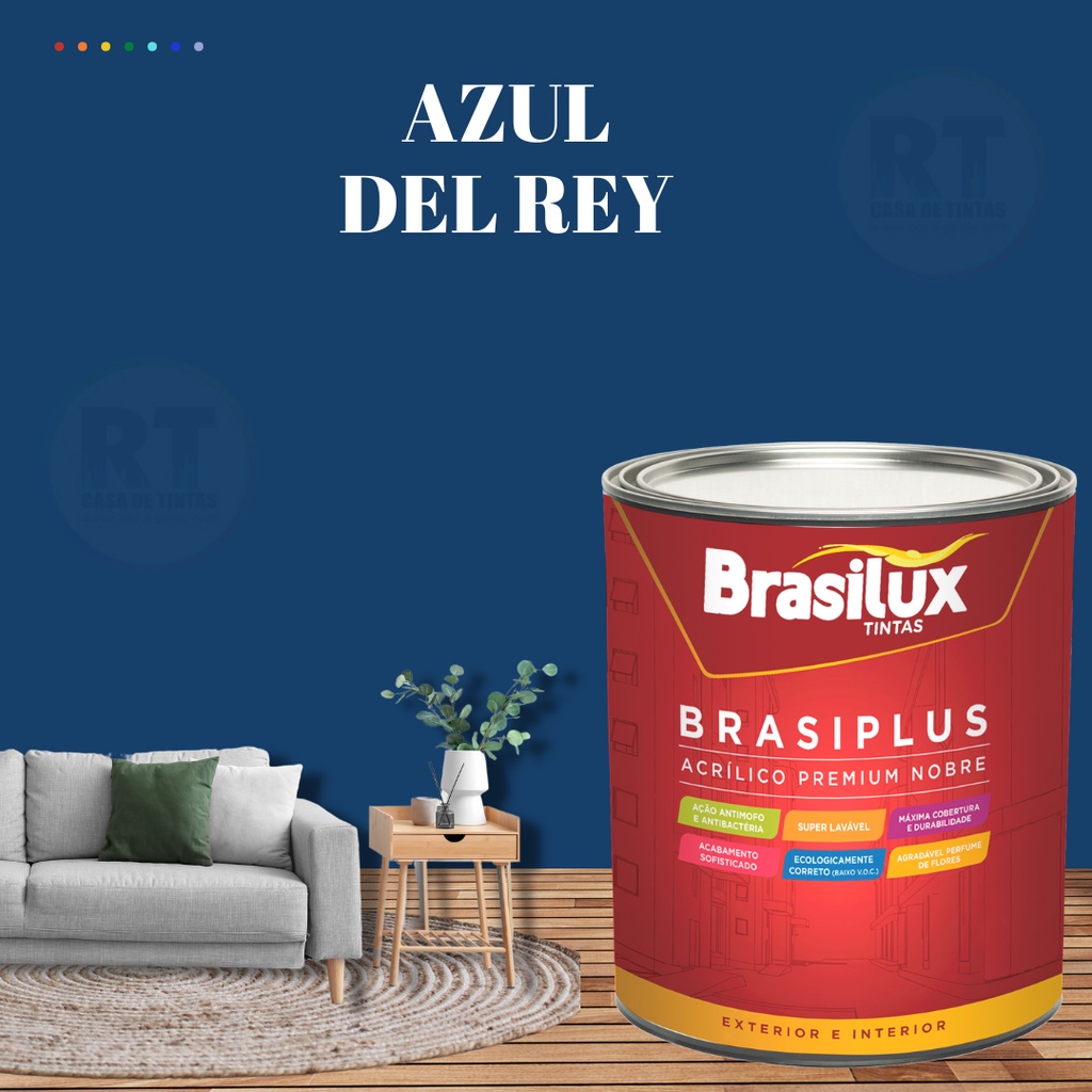Tinta de Parede Azul Del Rey 800ml Brasiplus Acrílica Fosca | Shopee Brasil