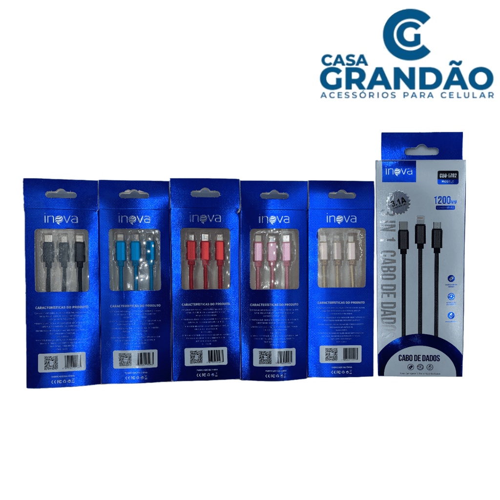 Cabo 3 em 1 inova cbo-5702 | Shopee Brasil