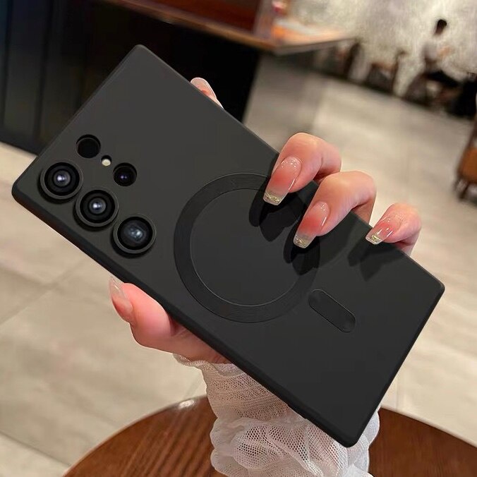 Novo Silicone Macio De Luxo Para Carregamento Sem Fio Capa Magsafe Samsung Galaxy S23 S22 S21 ...