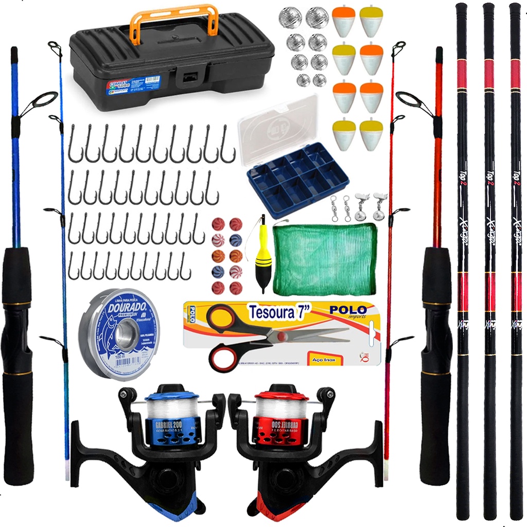 Kit Pesca Completo 2 Vara 1,20m 10kg 2 Molinete 4 Vara Teles | Shopee Brasil