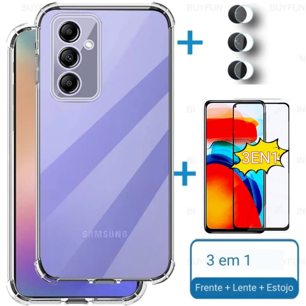 KIT(3en1)Capa Samsung A54 a06 a14 a15 a16 a25 a35 a55 a34 M35 M55 m54 m15 m14 m34+Película 3D ...