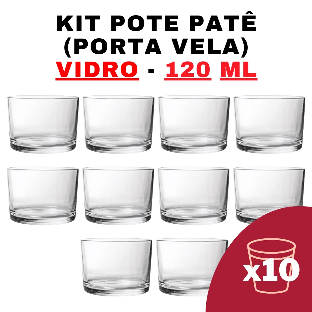 Kit Potes de Vidro Patê Porta Vela Translúcido S/ Tampa 120 Ml - Potes ...