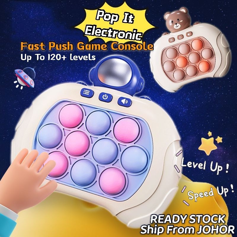 READY STOCK Pop It Electronic Toy Quick Push Puzzle Game Console Fidget ...