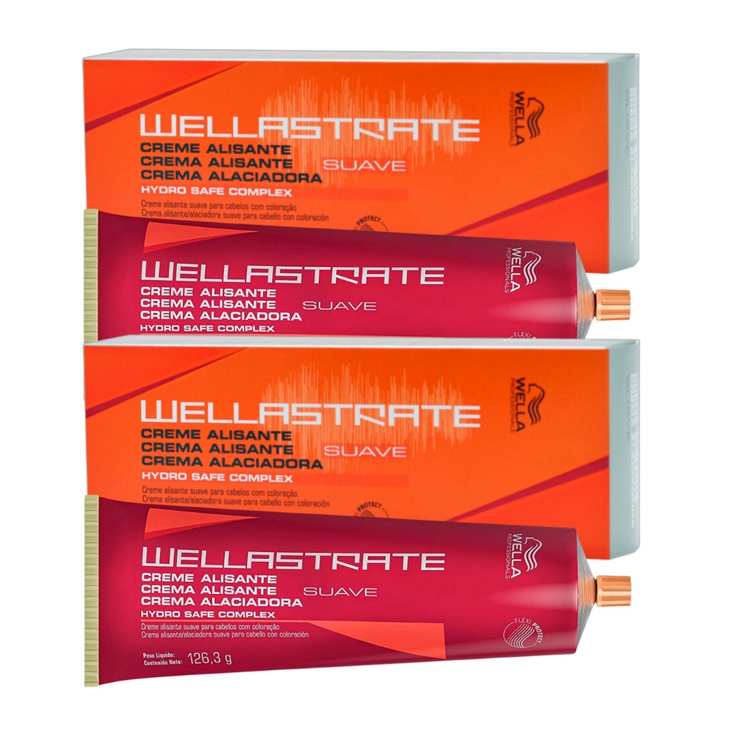 Kit 2 Creme Alisante Para Cabelo Wellastrate Wella Suave Profissional ...