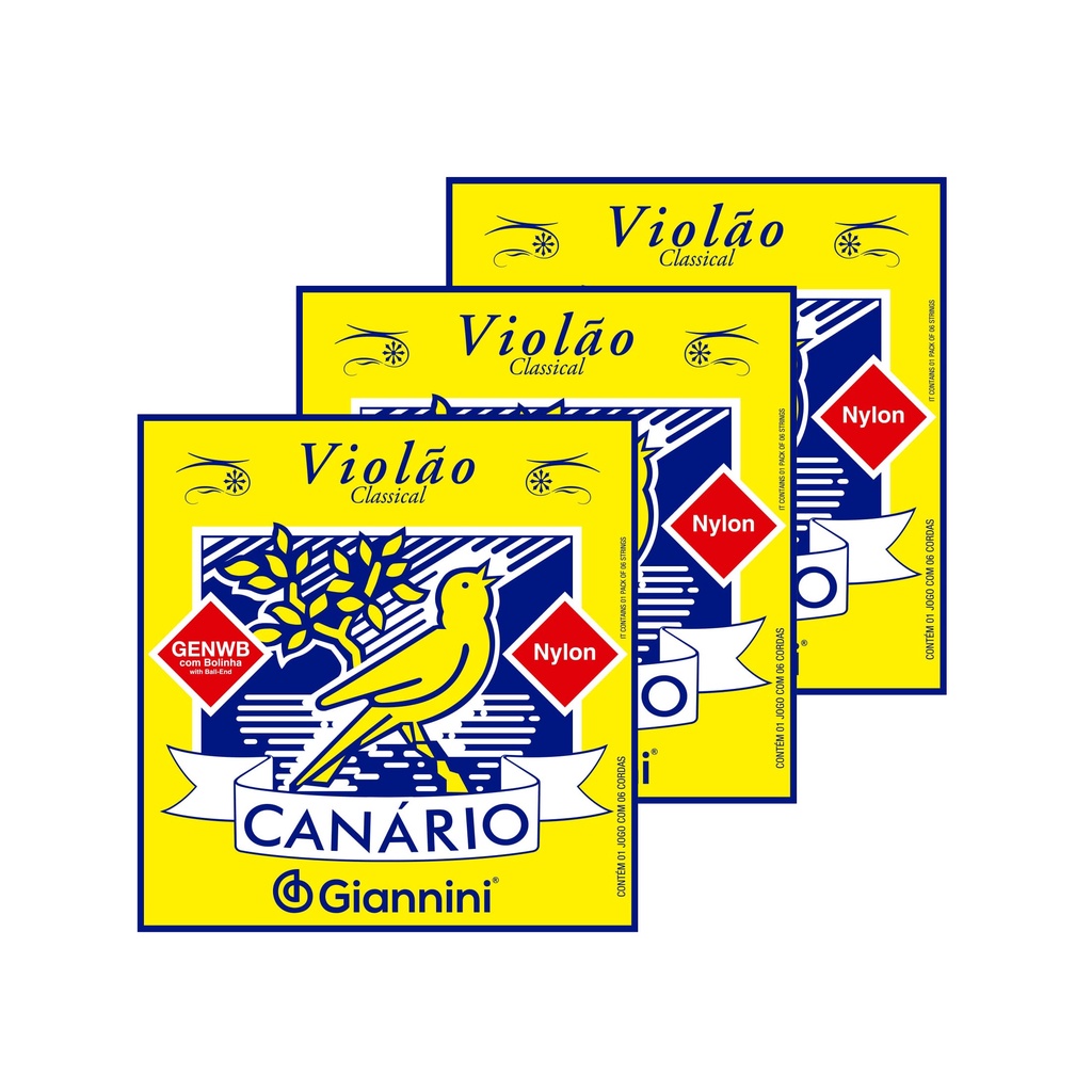 Kit 3 Cordas Giannini Canário Violão Nylon C/Bolinha GENWB | Shopee Brasil
