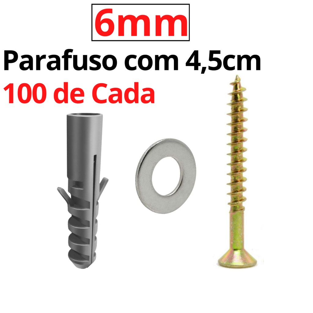 Parafuso Com Bucha 6mm E Arruela Kit Buchas 6mm Com Parafuso E Arruela