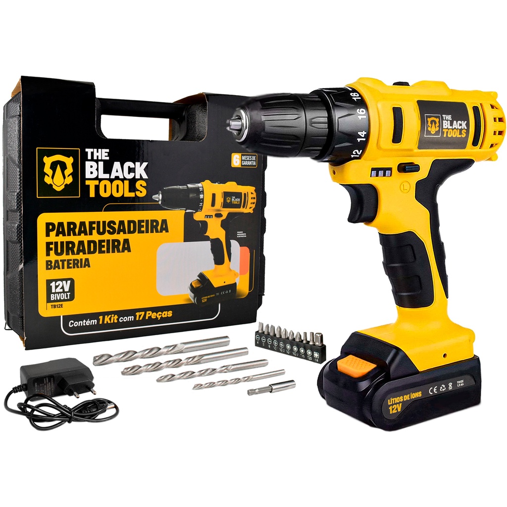 Kit Parafusadeira E Furadeira A Bateria 12v Maleta + Brocas | Shopee Brasil
