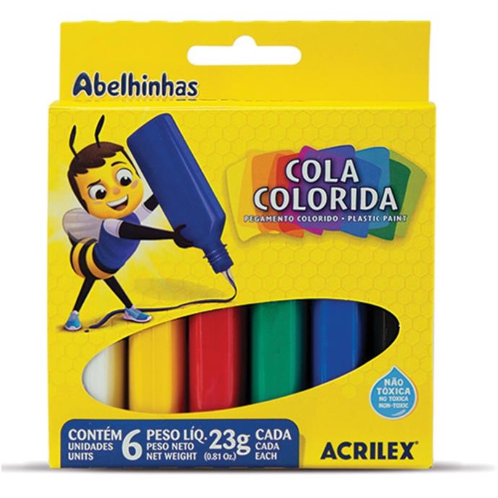 Cola Colorida 6 Cores 23g Cada - Acrilex | Shopee Brasil