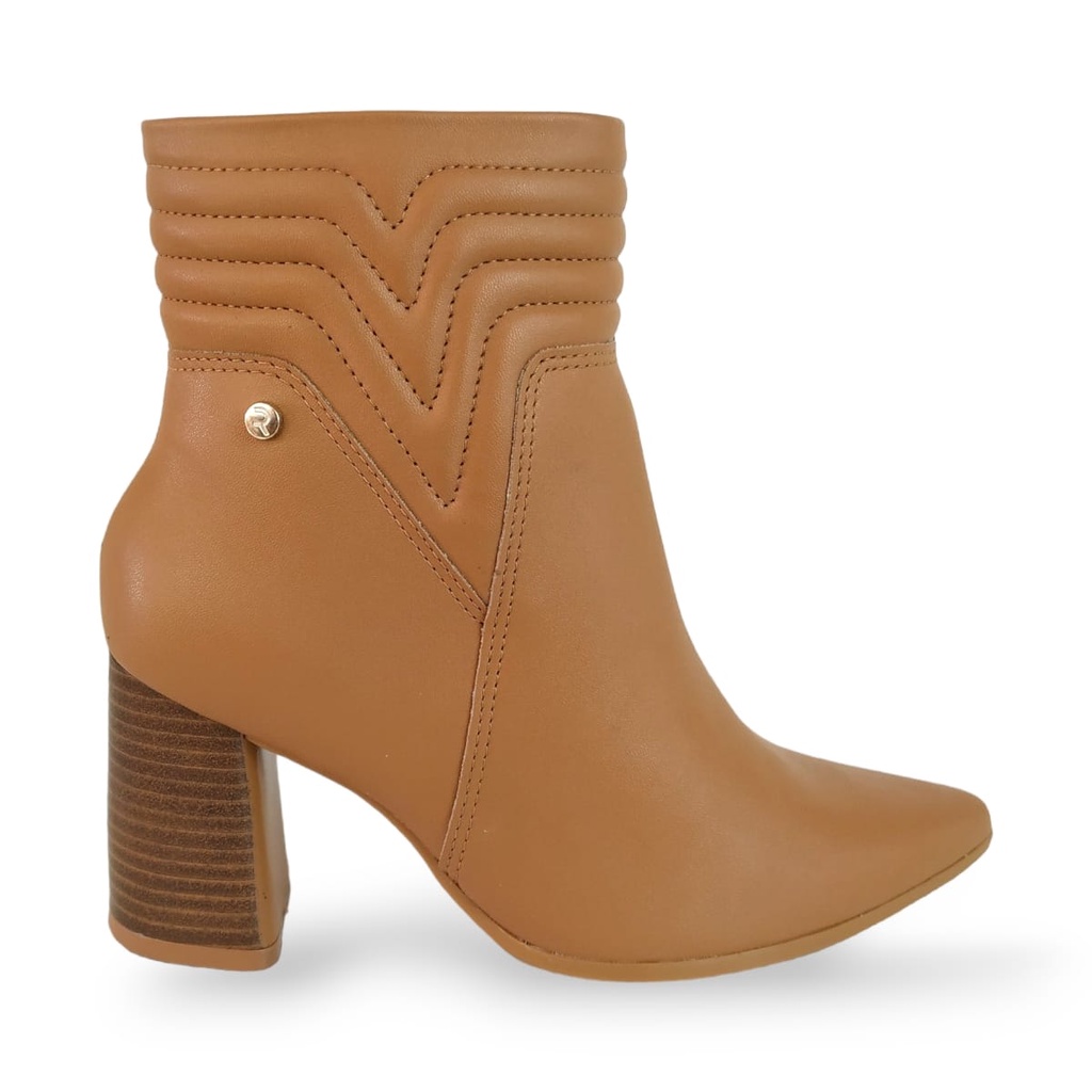Bota Feminina Ankle Boot Ramarim Salto Alto Bico Fino Caramelo | Shopee ...
