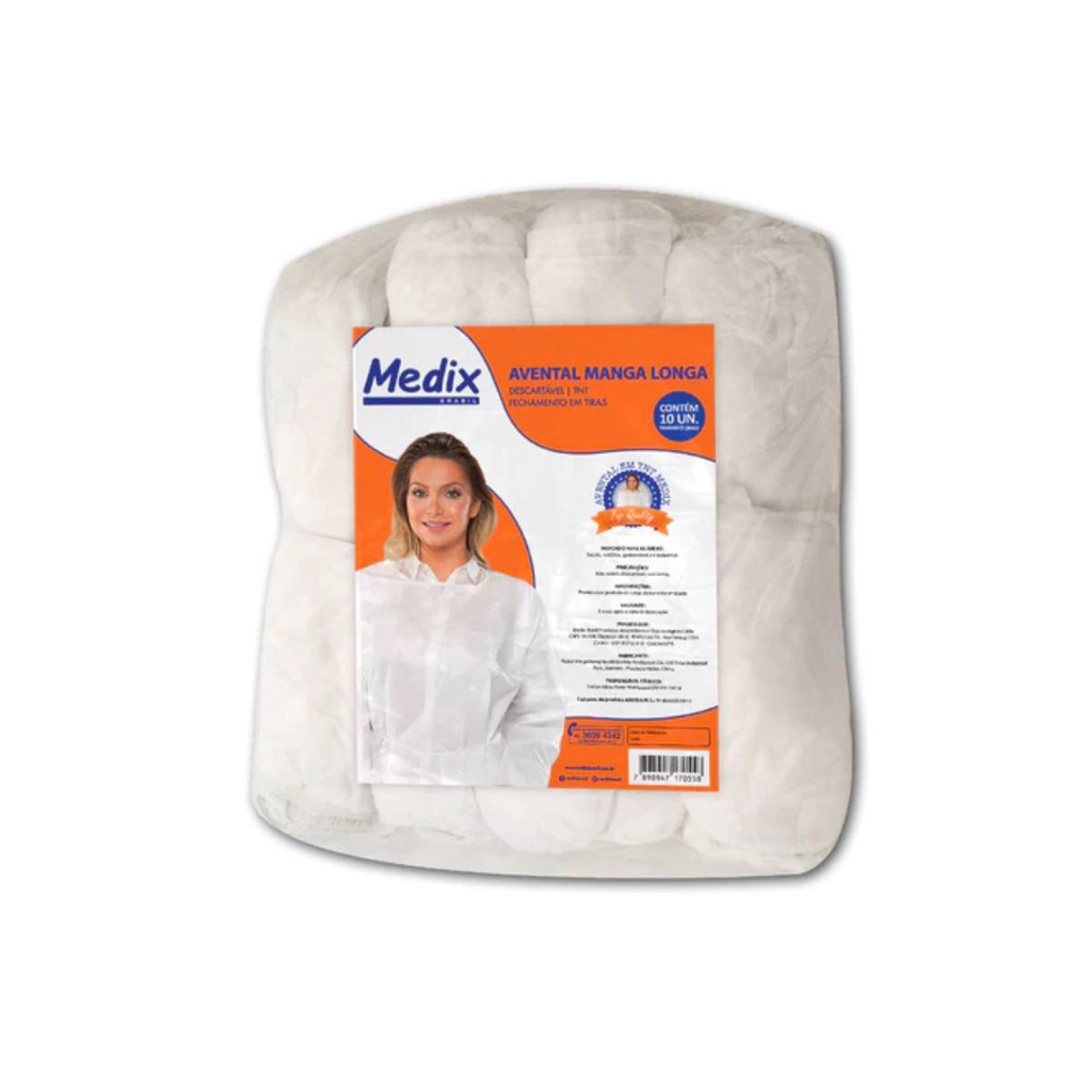 Avental Manga Longa Medix 20G Pct c/ 10 unds | Shopee Brasil