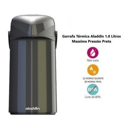 Garrafa Térmica 1 Litro Aladdin Massima Preta | Shopee Brasil
