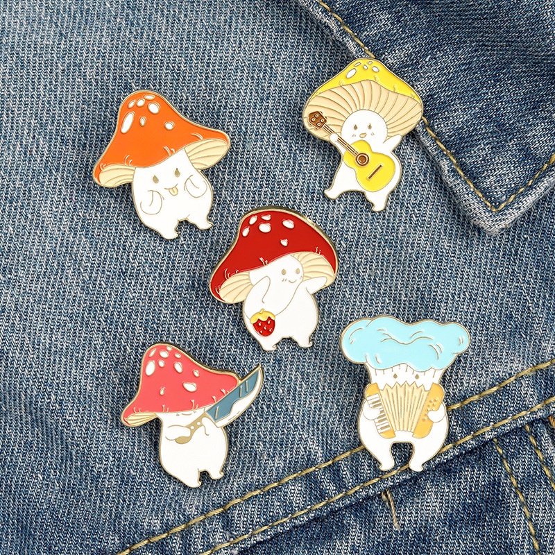 Broche Fofo De Animal De Óleo De Esmalte De Cogumelo Violino Morango ...