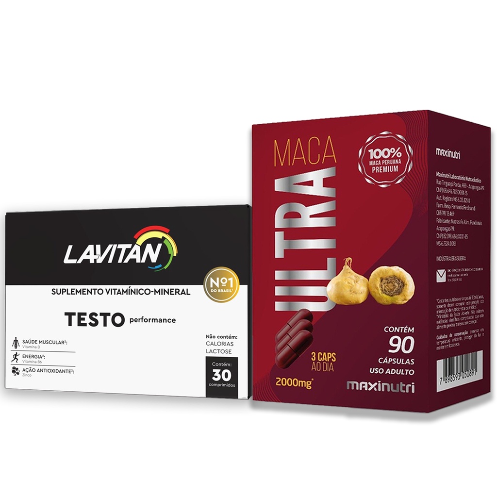 Maca Ultra Peruana 2000mg C/ 90 + Lavitan Testo Performance | Shopee Brasil