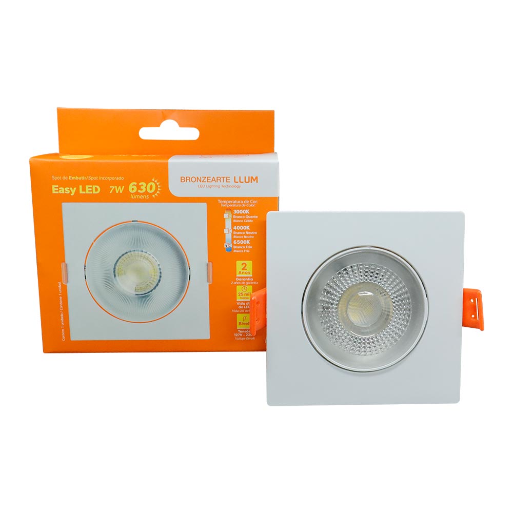 Spot led 7w 6500k quadrado - Llum | Shopee Brasil