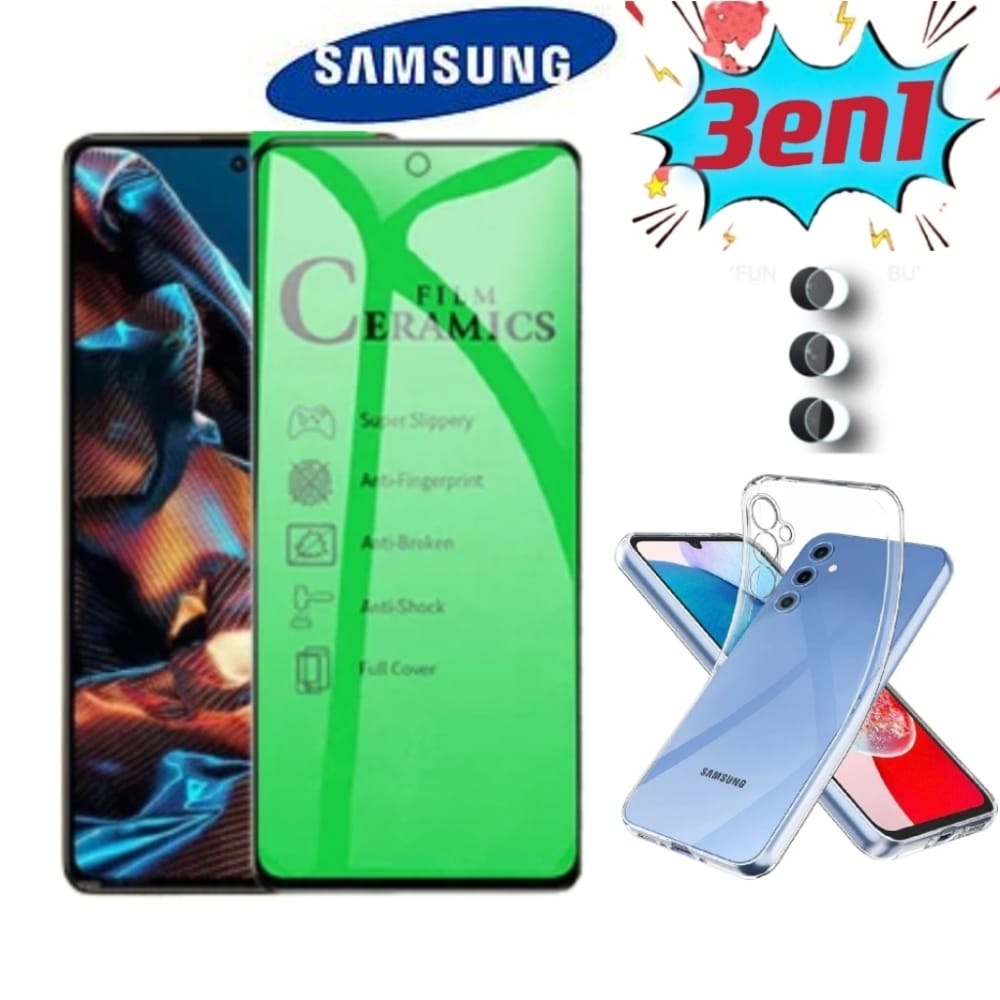 3en1)Capa Capinha Samsung A54 A34 A35 A55 A15 A14 A24 A25 M15 M35 M55 +película de cerâmica ...