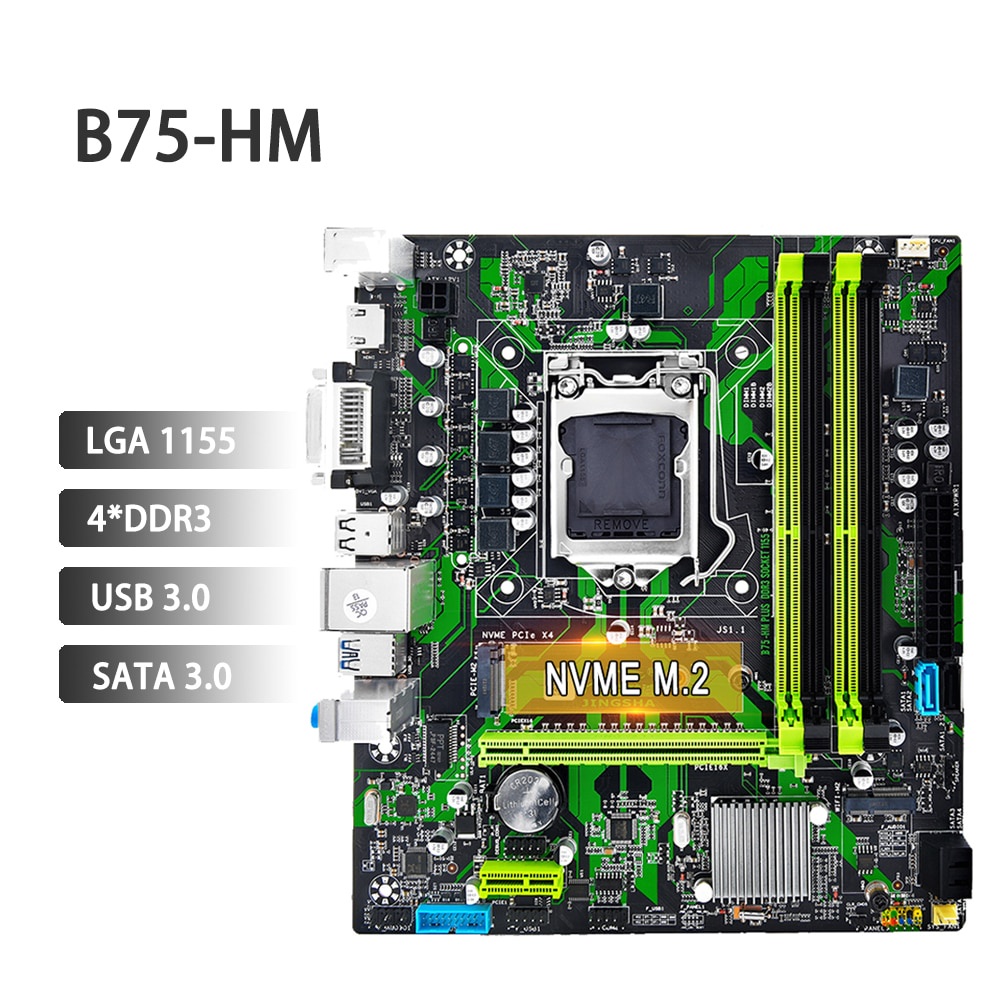 Placa-Mãe B75 LGA 1155 M.2 NVME USB 3.0 SATA III Placa-mãe DDR3 RAM para Intel LGA1155 I3 I5 I7 ...