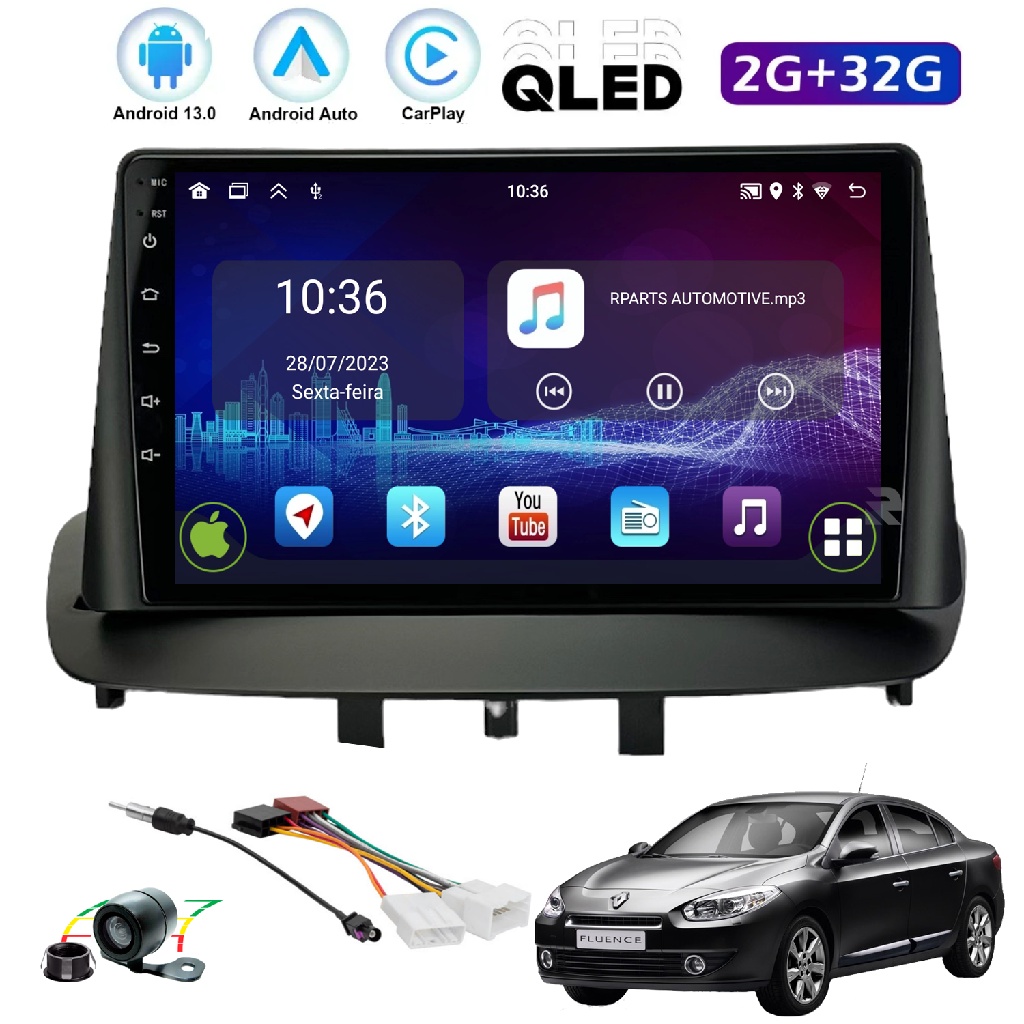 Kit Central Multimidia 9 Polegadas Android Renault Fluence 2008 a 2016 ...