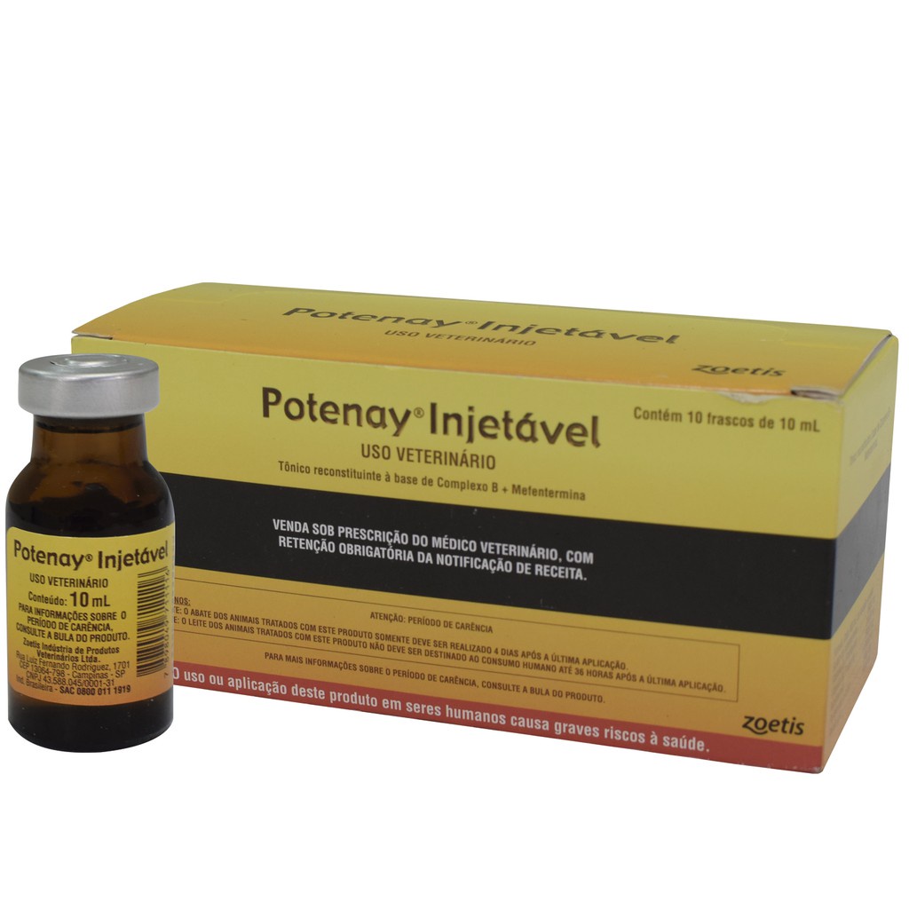 Complexo Vitamínico Zoetis Potenay Injetável 10ml com 10 Unidades ...