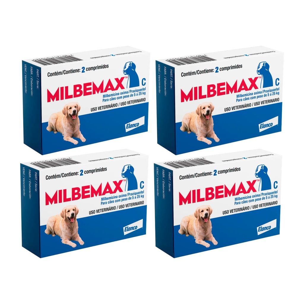 Milbemax Cães De 5kg A 25kg - 2 Comprimidos - 4 Unidades | Shopee Brasil