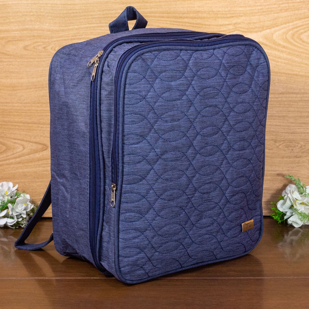 Mochila mala maternidade detalhe costura marinho | Shopee Brasil