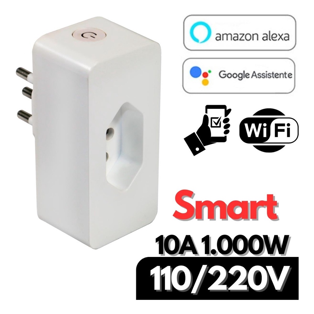 Tomada Inteligente Plug Smart Alexa 10A 1.000W Medidor Consumo Google ...