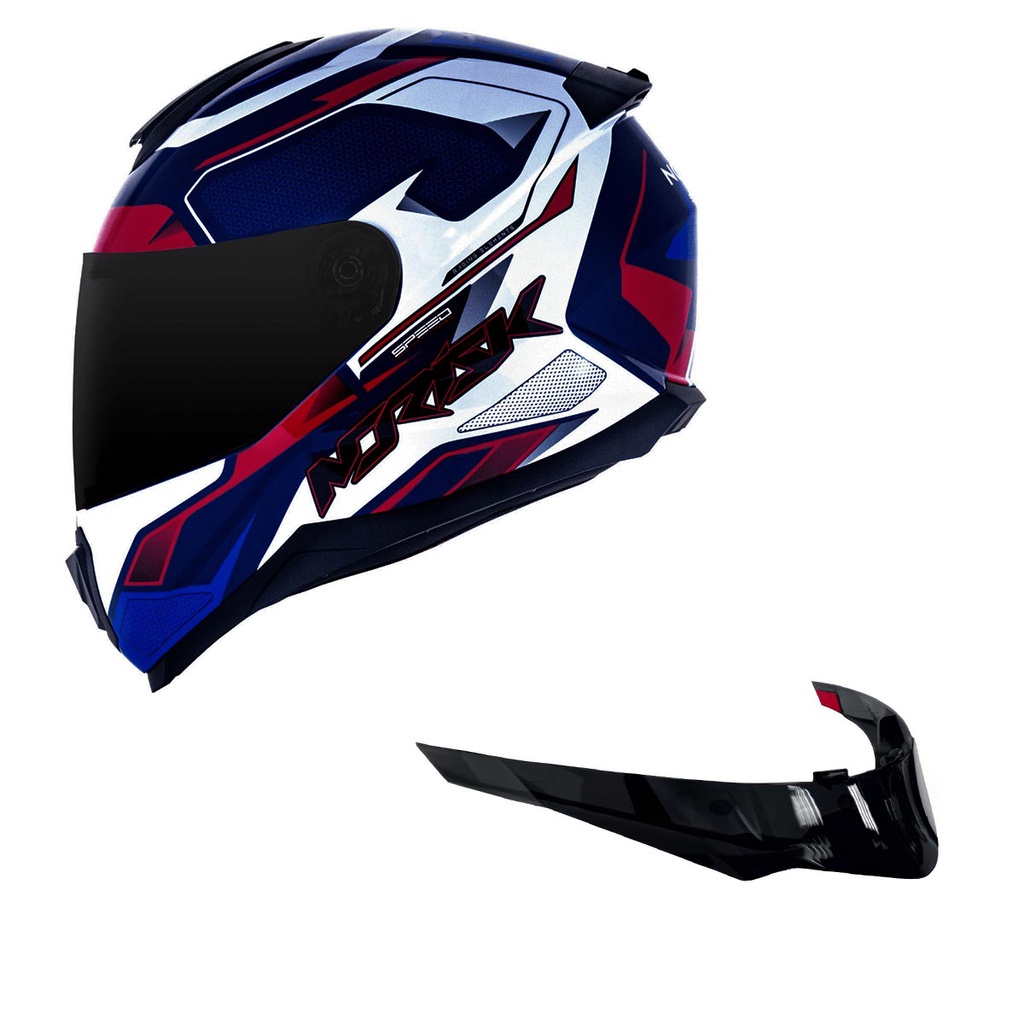 Capacete Norisk Razor Speedmax Azul Branco Mais Spoiler | Shopee Brasil