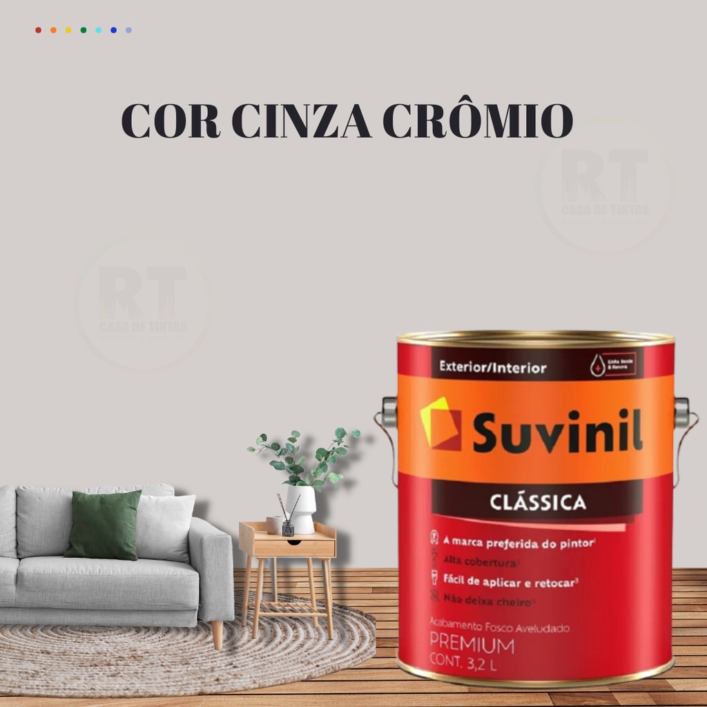 Tinta Cinza Crômio Suvinil de Parede Acrílica Antimofo Premium Interna ...