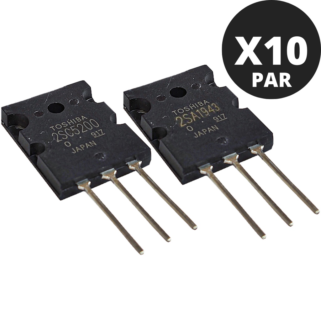 Kit 10 Pares Transistor 2SC5200 2SA1943 230V 15A NPN/PNP | Shopee Brasil