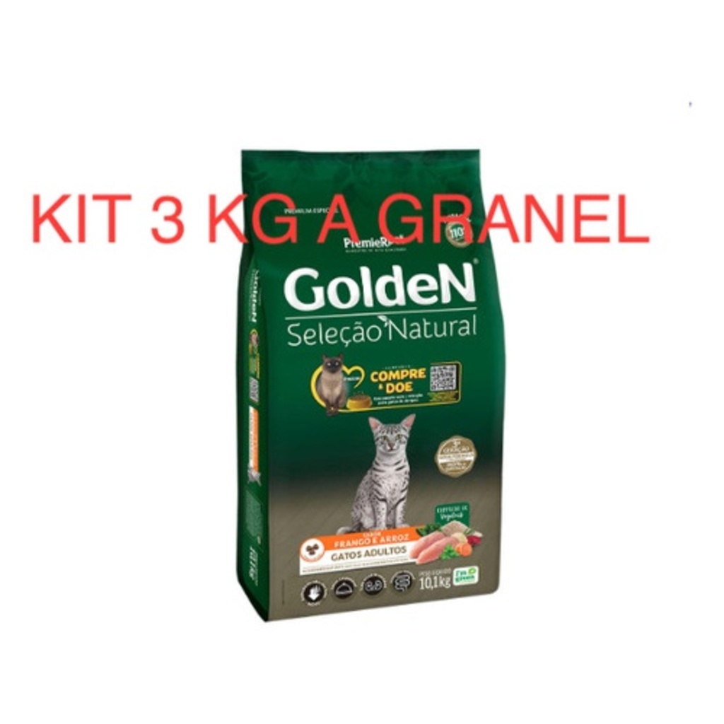 Kit 3 Kg Ração A Granel Golden Gatos Adulto Seleção Natural | Shopee Brasil