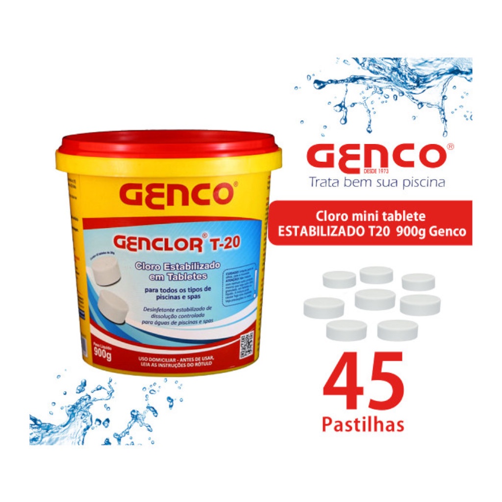 Tabletes de Cloro Estabilizado Genclo T-20 - 900 Gramas Pastilhas ...