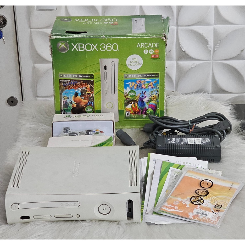 Xbox 360 Arcade Branco (Caixa e Manual Original) | Shopee Brasil