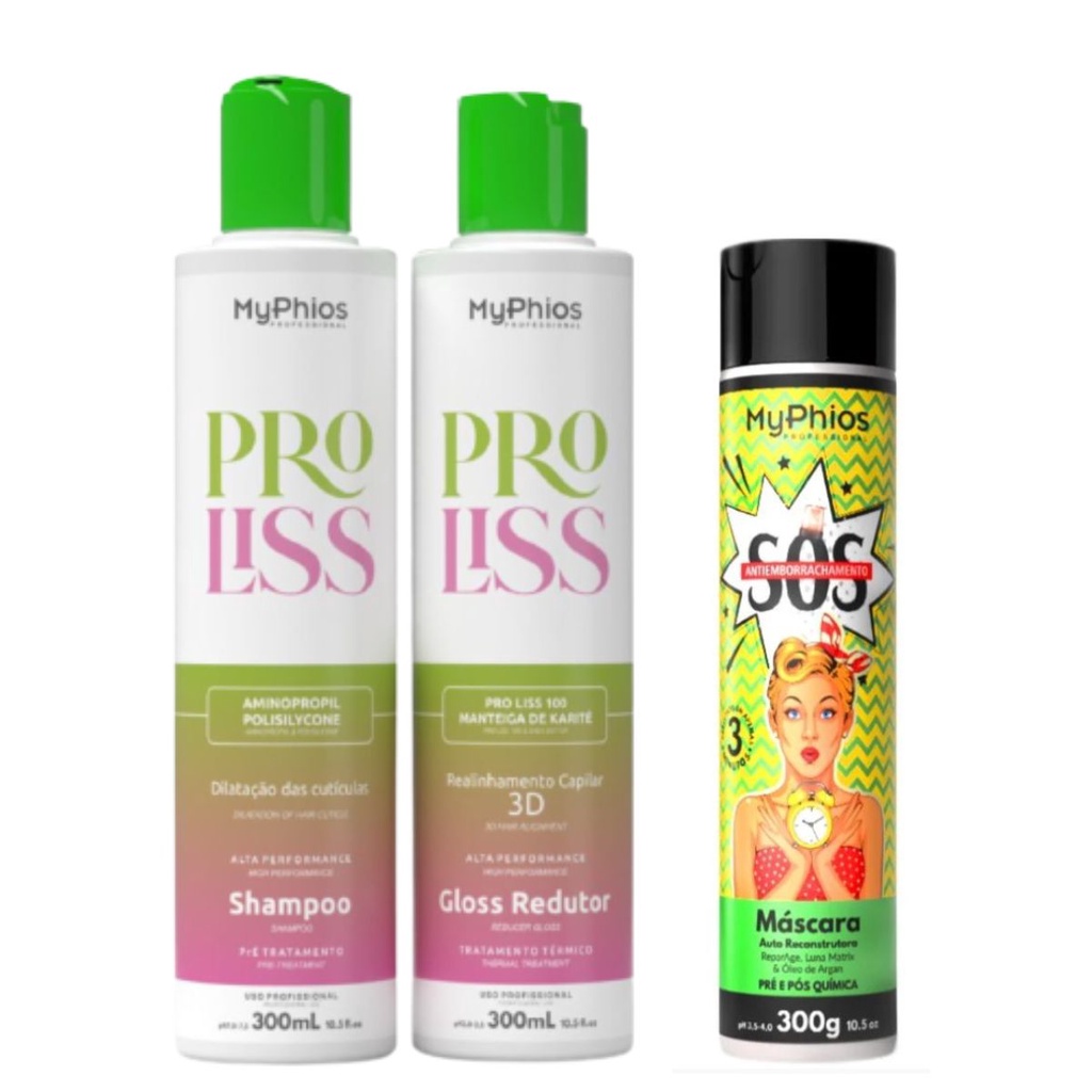 Kit Progressiva Proliss 2x300ml + Mascara Sos 300ml Myphios | Shopee Brasil