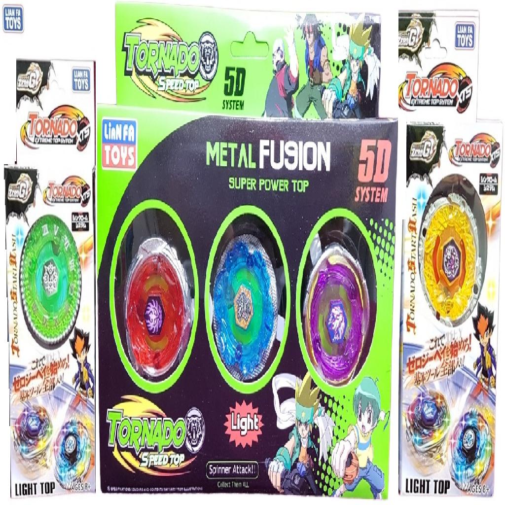 Kit 5 Beyblade Metal C/Luz Led Speed Light + 3 Lançadores | Shopee Brasil