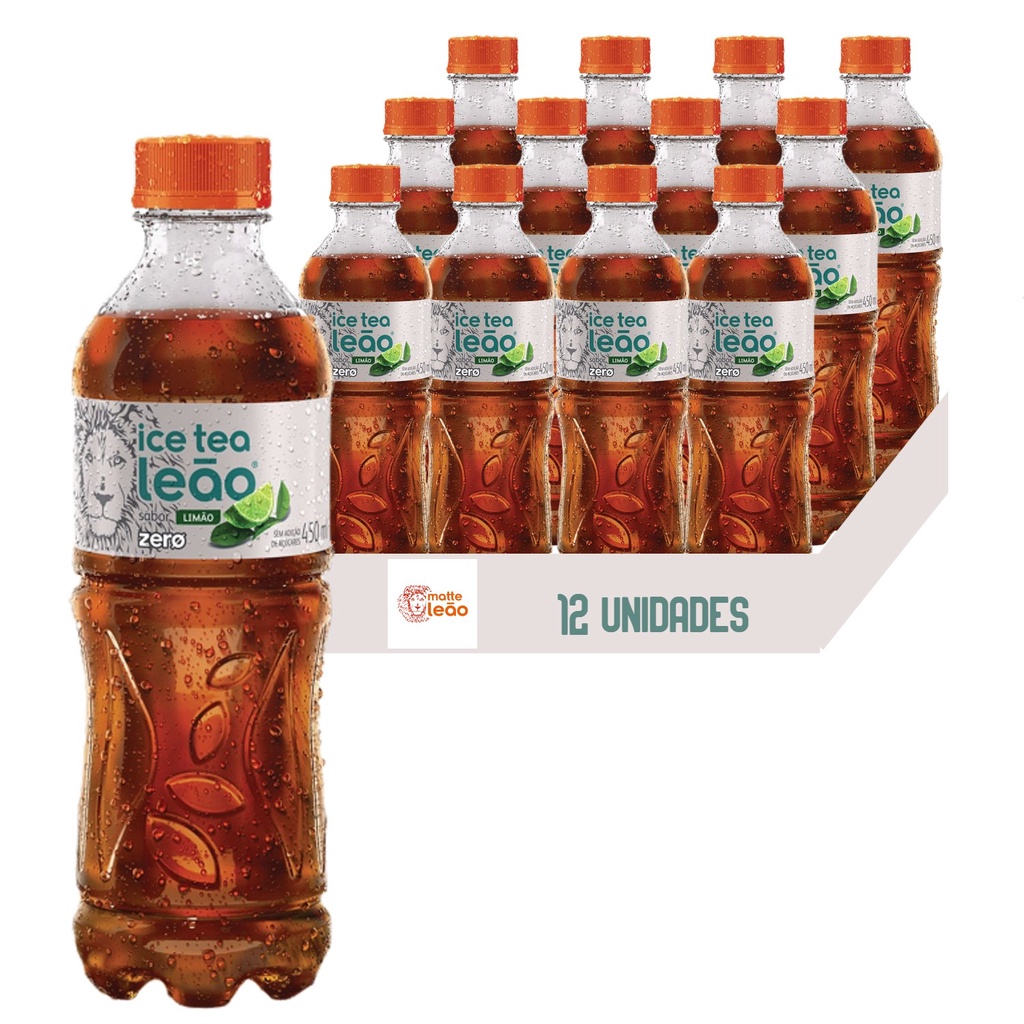 Chá Preto Leão Iced Tea Limão Zero 450ml (12 unidades) | Shopee Brasil