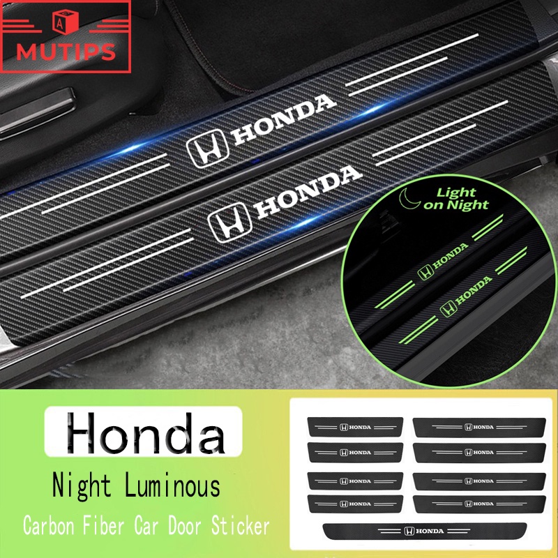 Honda 9Pcs Autocolantes Luminosos Da Moda Porta Do Carro De Fibra De ...