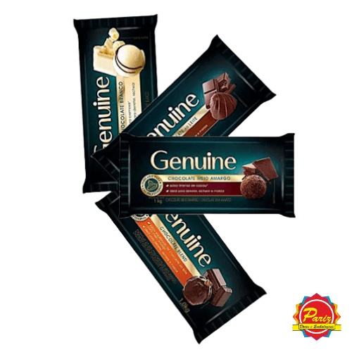 Barra de Chocolate ao Leite, Blend, Branco e Meio Amargo 1kg - Genuine | Shopee Brasil
