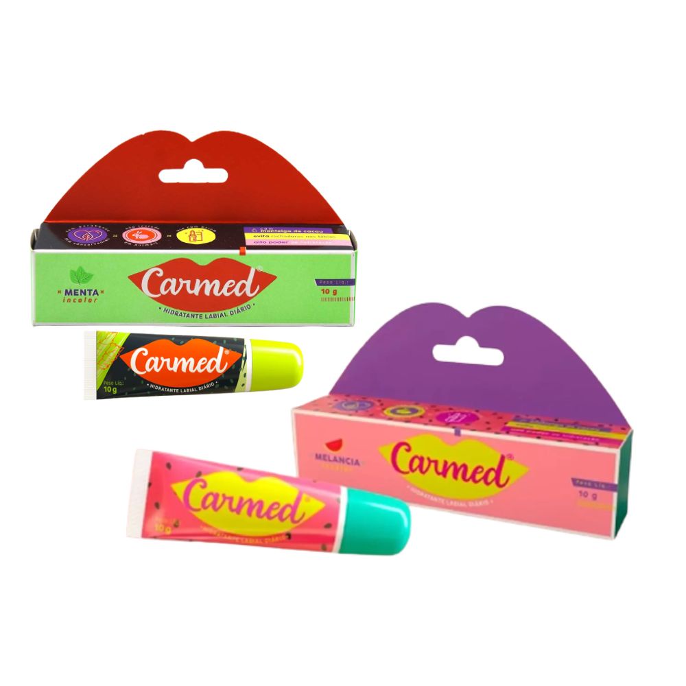 Kit 2 Carmed Labial Sabores Melancia + Menta 10g Cada Frasco Gel ...