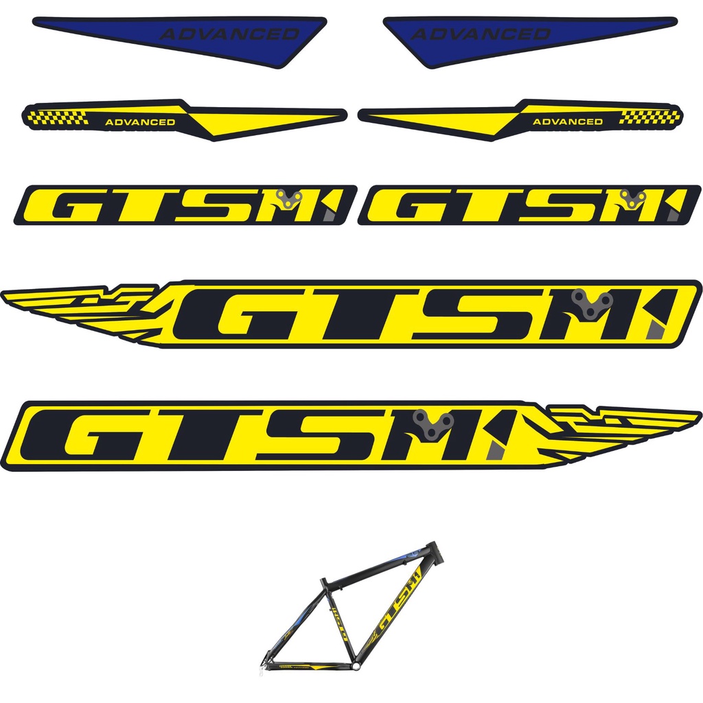 Adesivo GTS Kit com 8 Quadro Mountain Bike Bicicleta Amarelo | Shopee ...