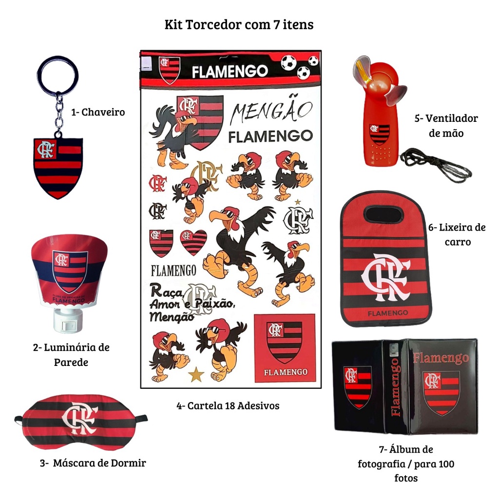 MEGA KIT DO FLAMENGO COM 7 ITENS OFICIAL LICENCIADO | Shopee Brasil