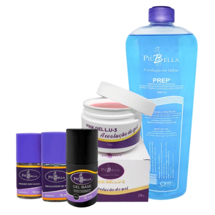 Kit Gel Base- Prime- Regulador- Prep 1L- Gel 28g Piu Bella | Shopee Brasil